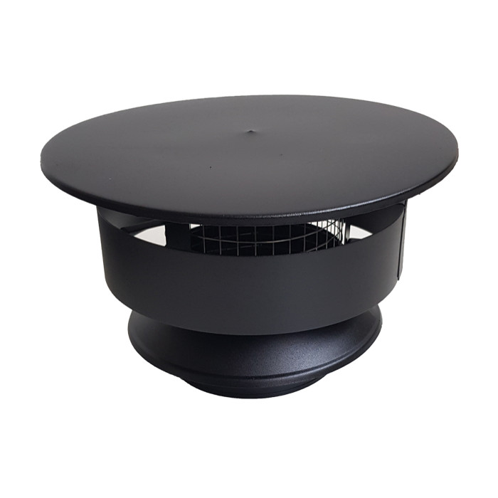 DINAK DW Black trekkap dubbelwandig Ø180mm met vonkengaas | 123rook...